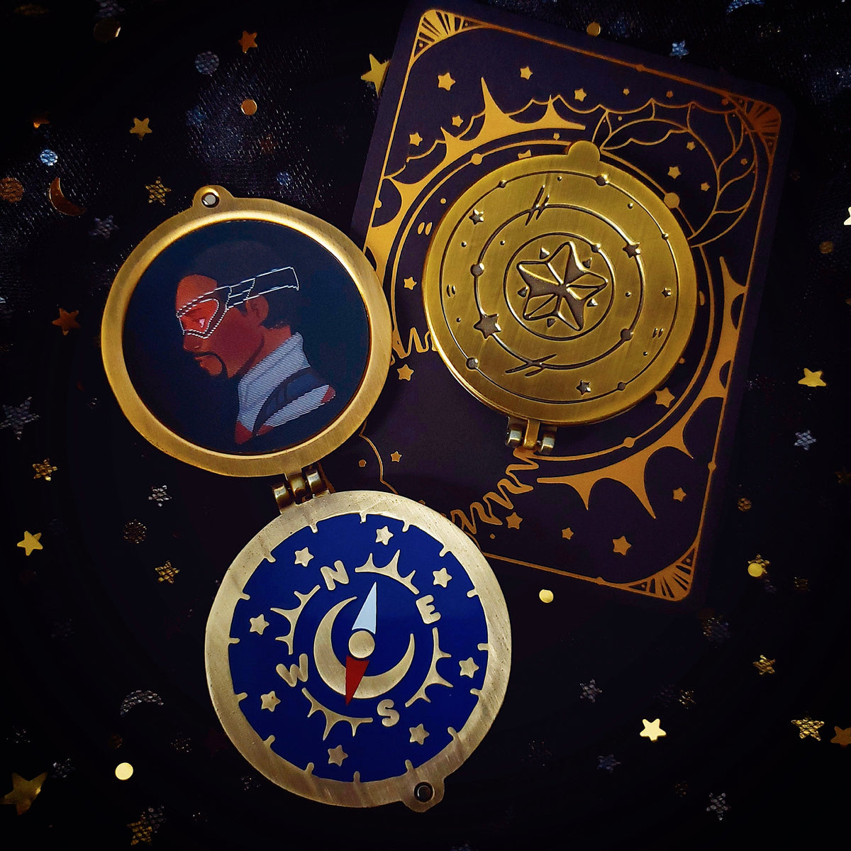 Star + Sun + Moon Compass Pins – Noble Demons