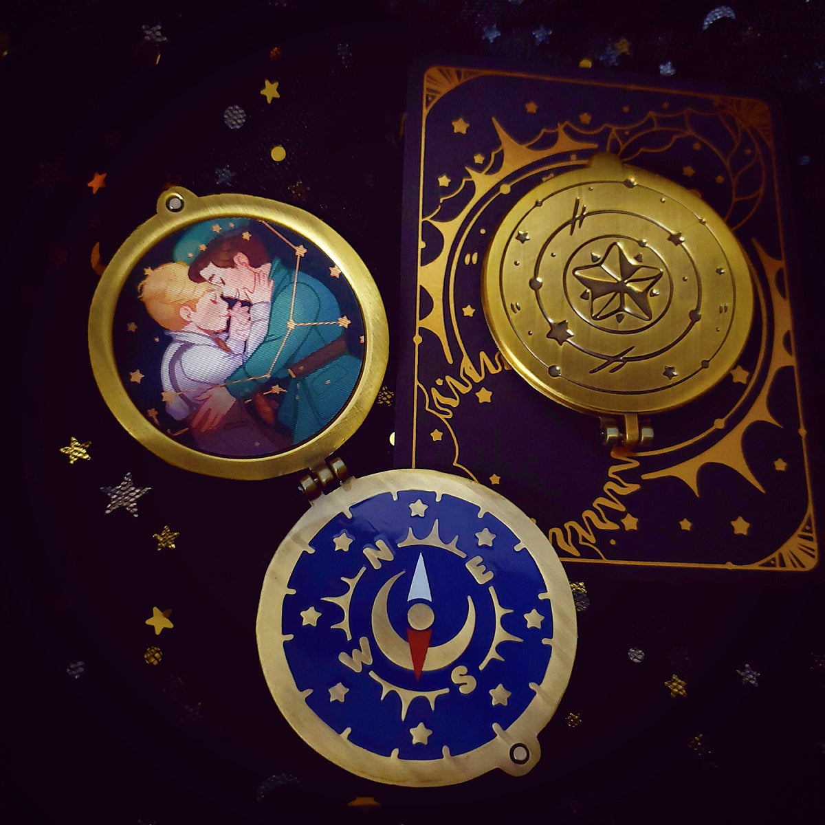 Star + Sun + Moon Compass Pins – Noble Demons