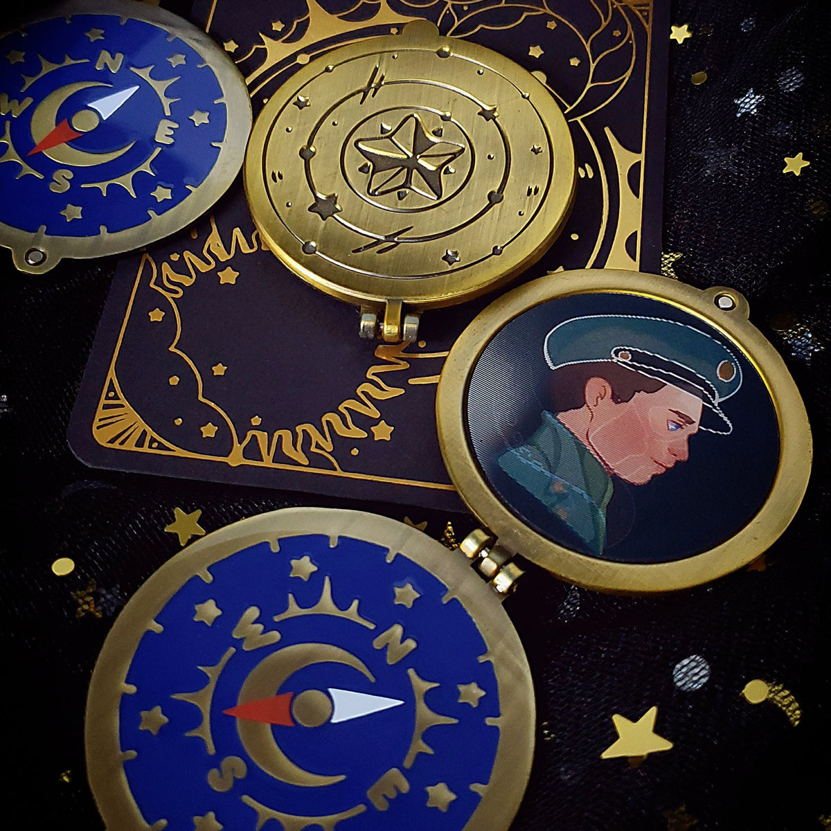 Star + Sun + Moon Compass Pins – Noble Demons